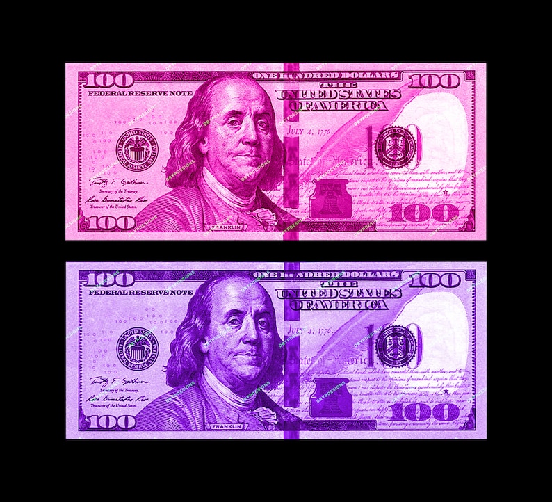 Purple + Pink Money 100 Dollar Bills PNG - US One Hundred Dollar Bill ...