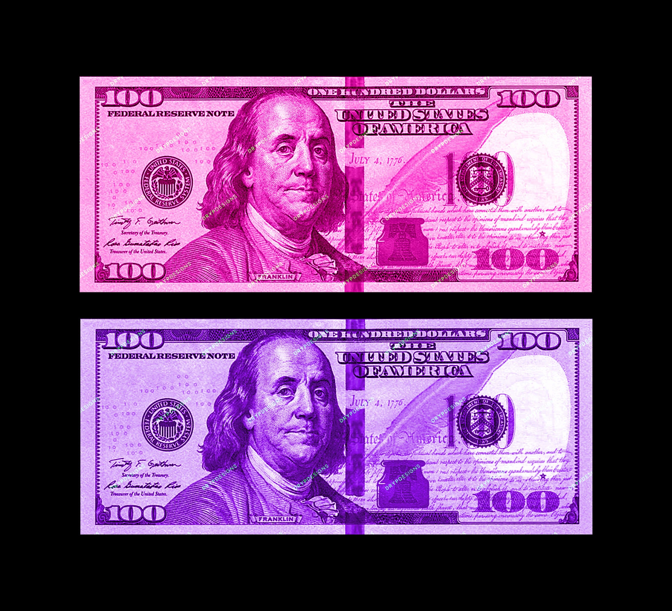 Purple Pink Money 100 Dollar Bills PNG US One Hundred - Etsy Canada