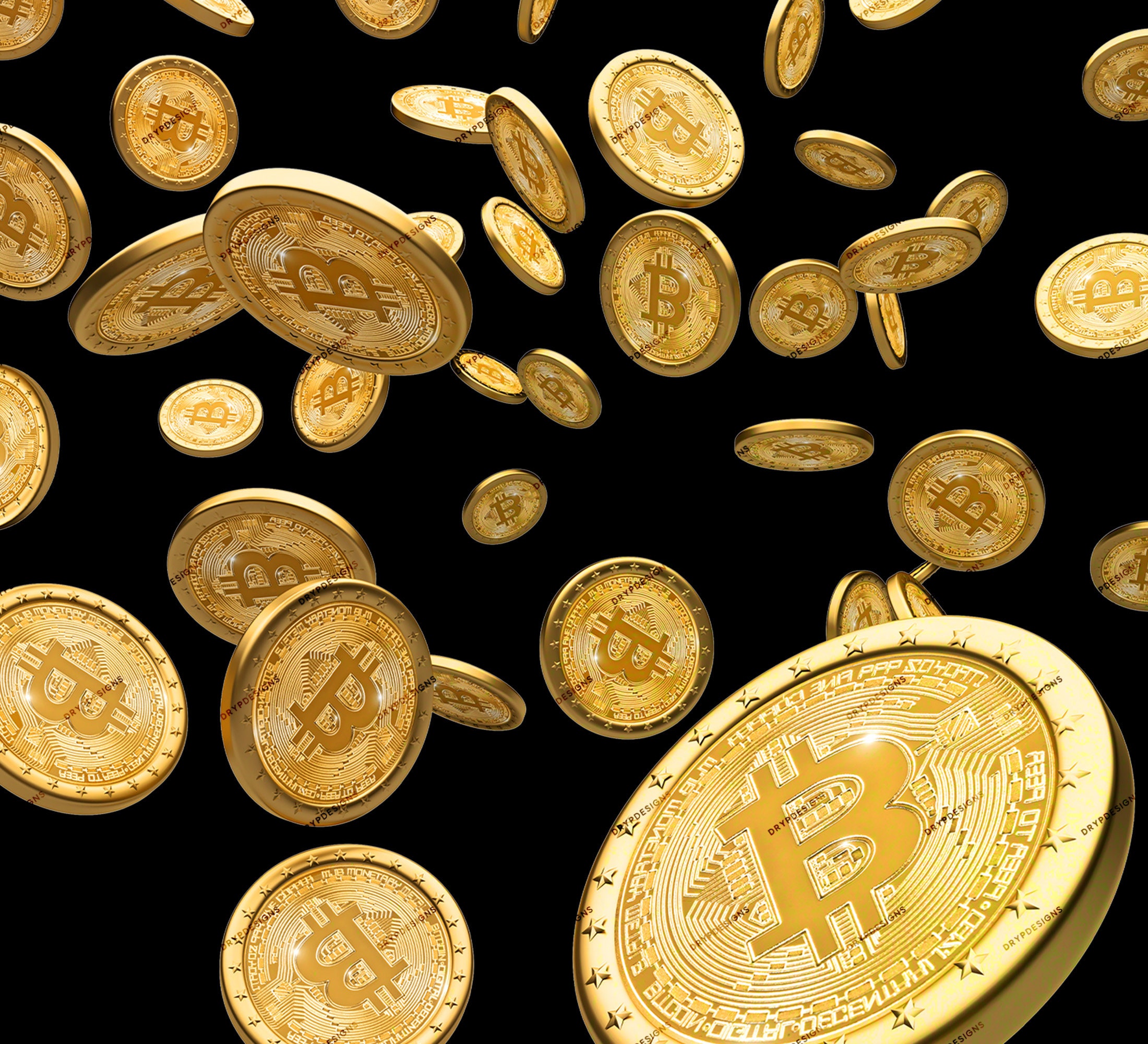 Falling Gold Bitcoin Overlay PNG Graphic - Gold Cryptocurrency ...