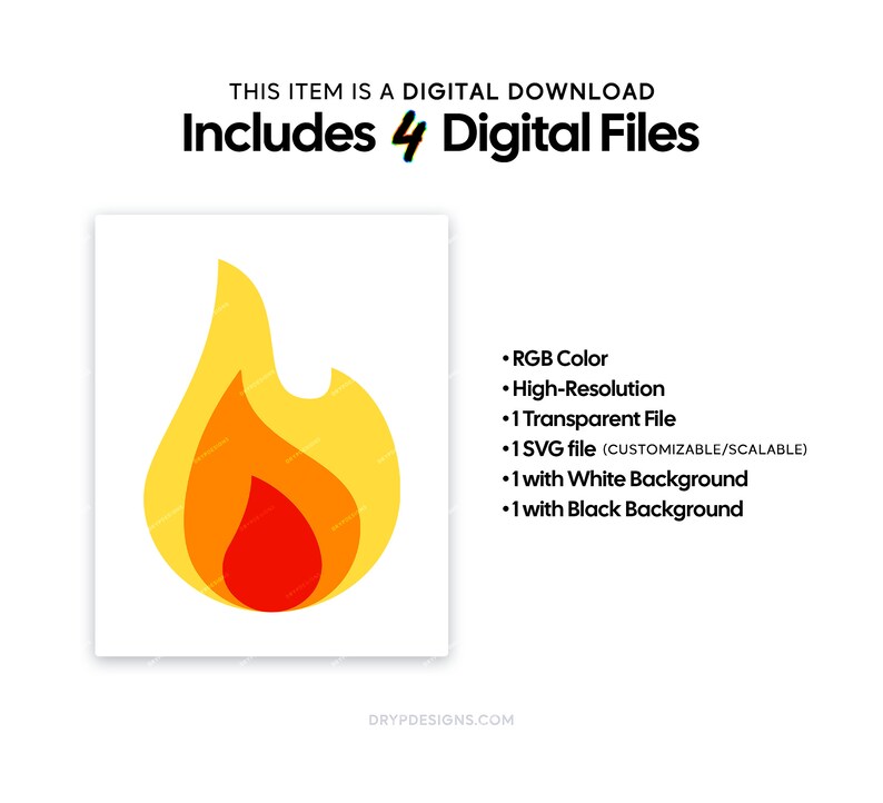 Flaming Fire Emoji SVG PNG Graphic Red Orange Yellow - Etsy