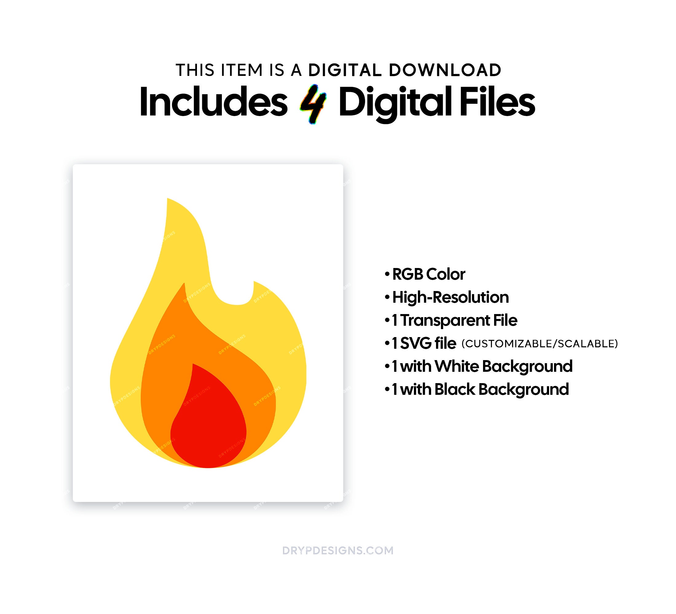 Flaming Fire Emoji SVG PNG Graphic Red Orange Yellow - Etsy