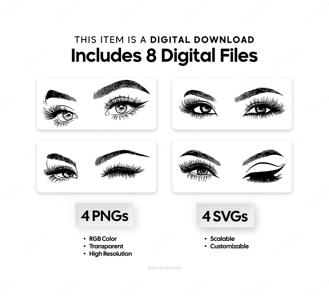 Eyelash Wink Lash Illustration SVG + PNG Bundle - Winking Eyelashes ...