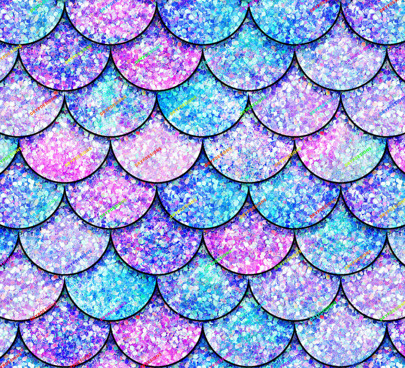 Holographic Glitter Mermaid Scales Seamless Digital Paper Background ...