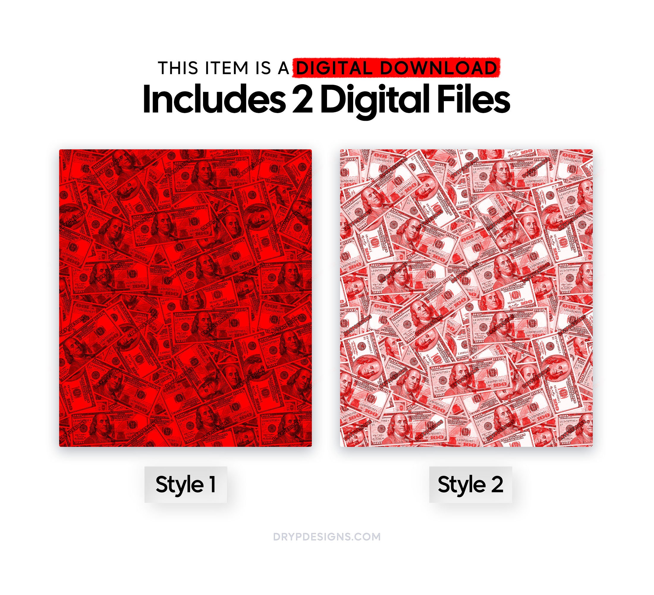 Red 100 Dollar Bills Seamless Money Digital Paper Background - Etsy