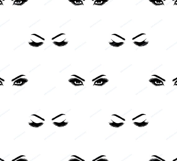 Full Eyes Lash Set Seamless Pattern Open Close Lash - Etsy