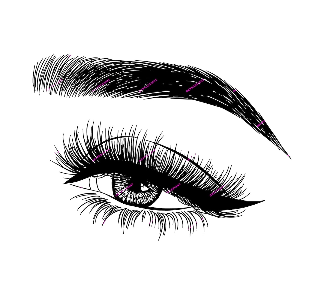 Single Hand Drawn Eyelash & Brow SVG + PNG Graphic - Digital Download ...