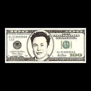 Elon Musk Money PNG Graphic - Elon on Hundred Dollar Bill - Digital ...