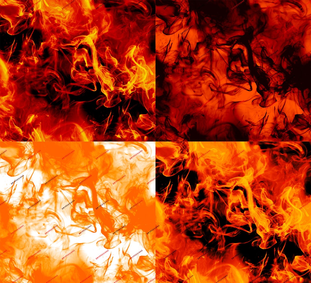 Orange Smokey Fire Seamless Digital Background Texture Bundle - Orange ...