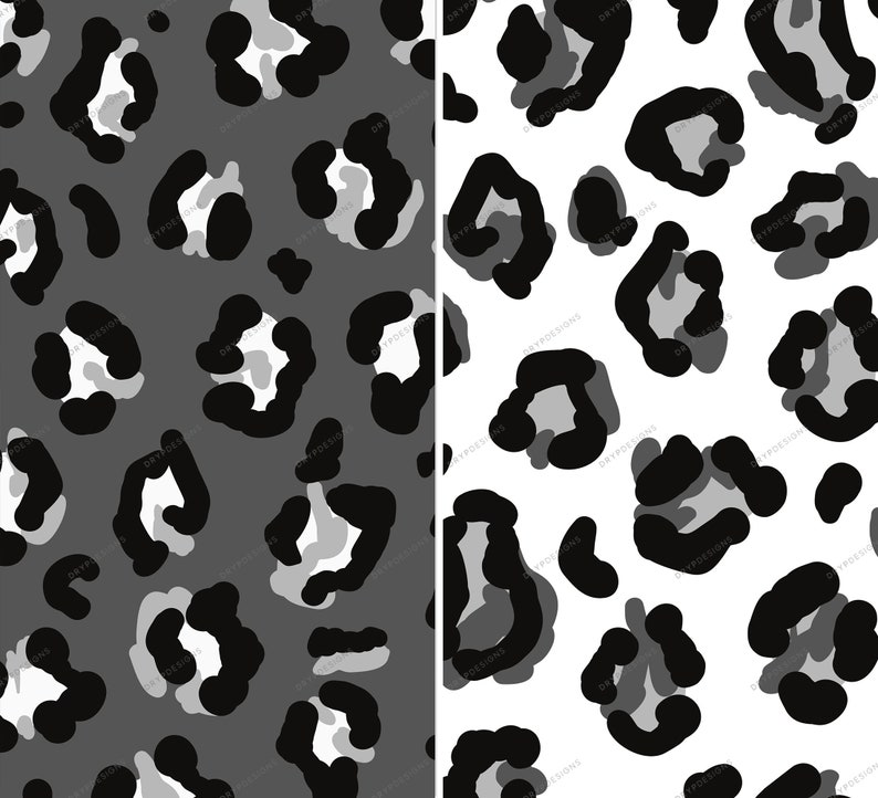 Black White Gray Leopard Print Seamless Pattern Leopard - Etsy