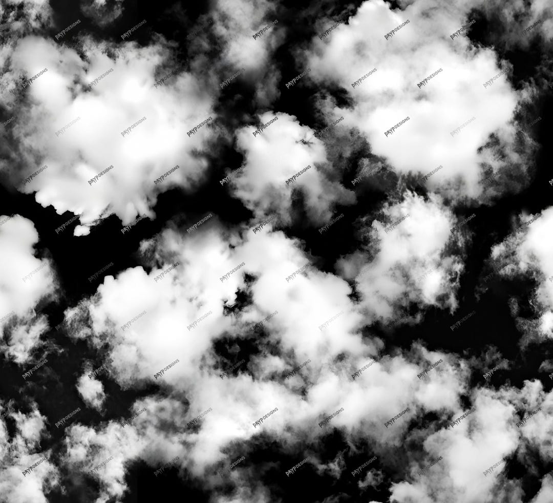 Black + White Cloudy Sky Seamless Background Texture - Bold Moody Fluffy Cloud Nature Wallpaper ...
