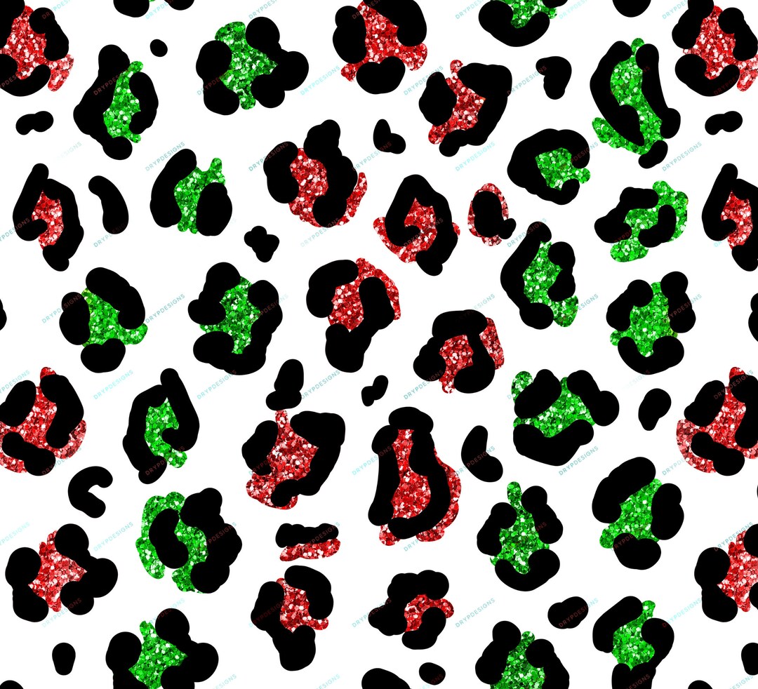 Red + Green Glitter Leopard Print PNG - Seamless Leopard Pattern ...
