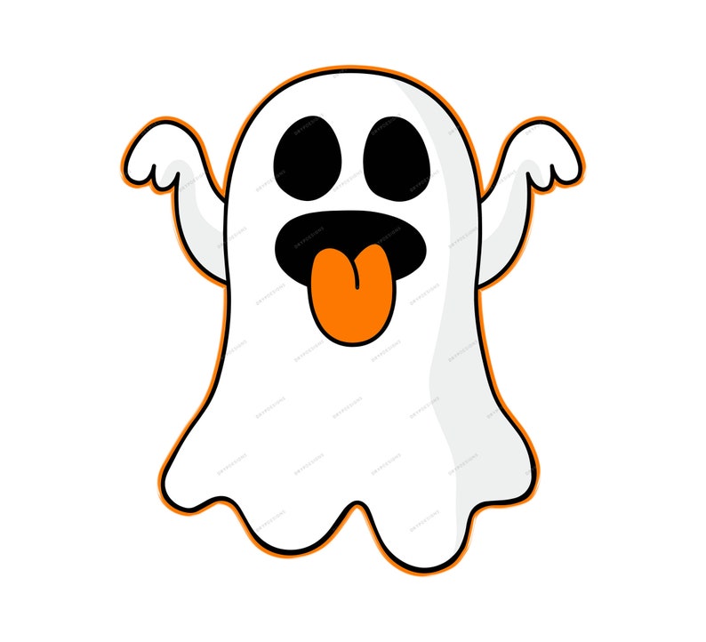 Playful Ghost Emoji SVG + PNG Graphic - Spooky Halloween Sublimation ...