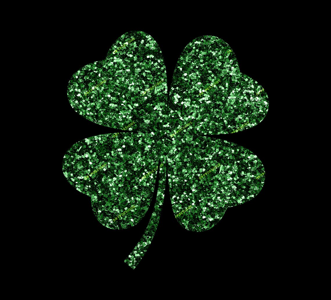 Green Glitter Shamrock Four Leaf Clover PNG Graphic Green | Etsy