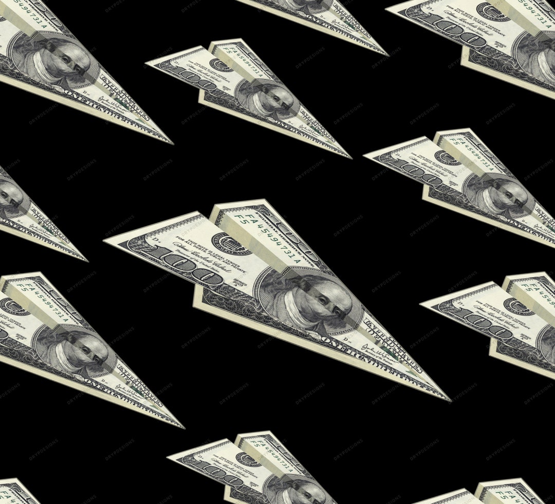 Money Paper Airplanes Seamless Background Pattern - 100 Dollars Bills ...