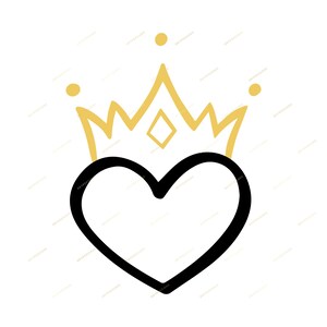 Crown Heart PNG + SVG Graphic Bundle - Simple Hand Drawn Royal Heart ...