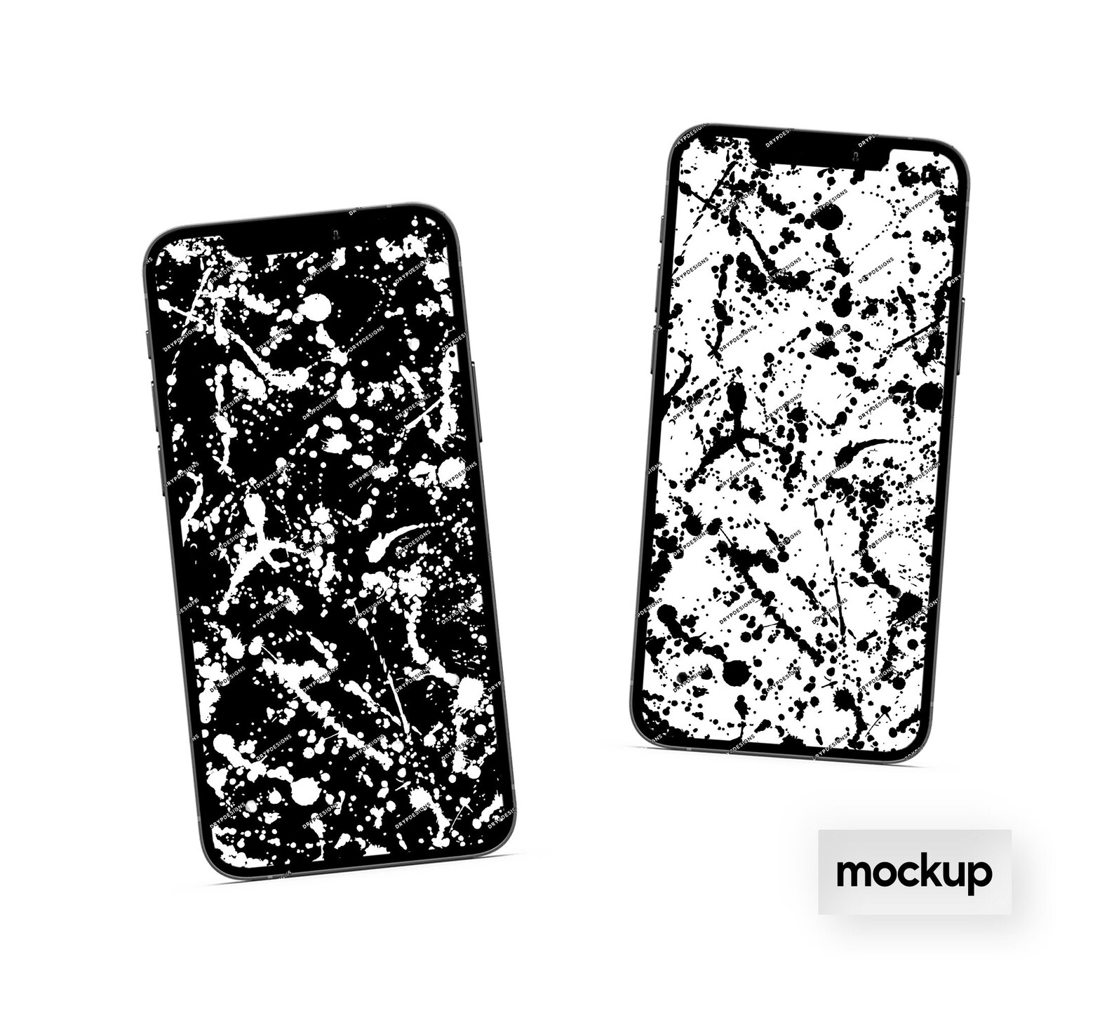 Black + White Paint Splatter Seamless Digital Paper Background Texture ...