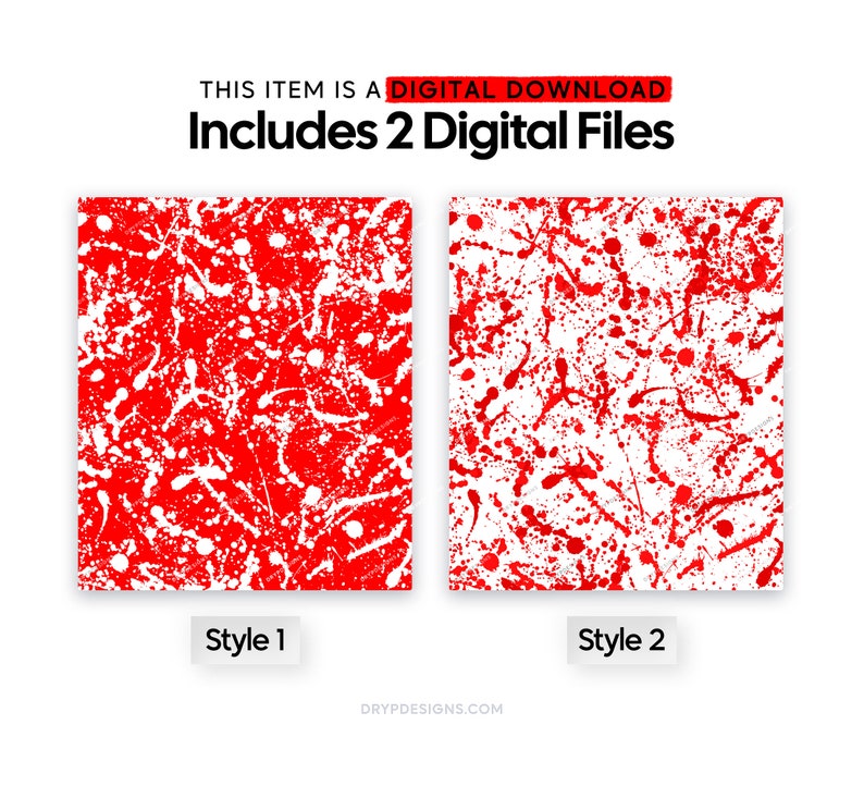 Red + White Paint Splatter Seamless Digital Paper Background - Paint ...