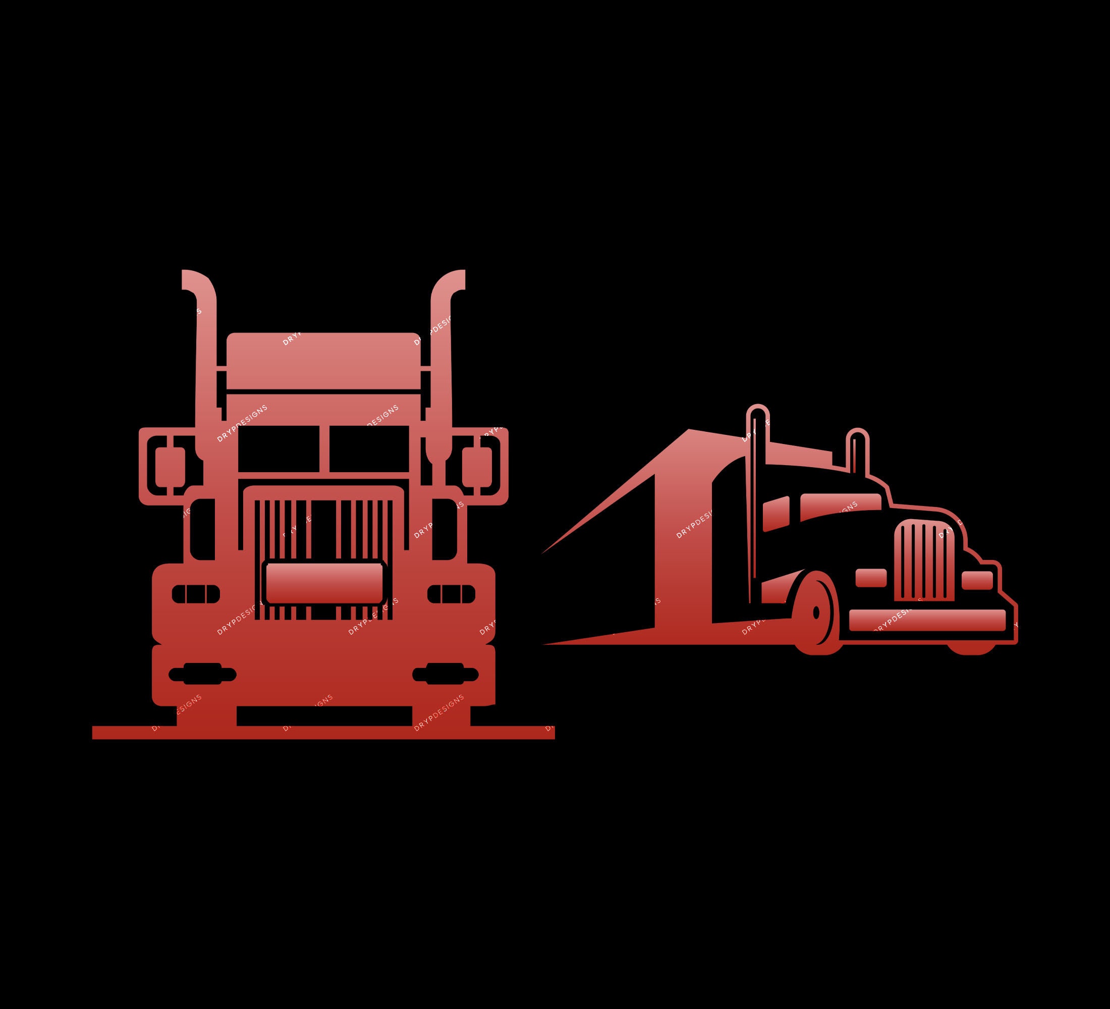 Semi Truck Clipart PNG SVG Bundle Red Gradient Honk Semi - Etsy