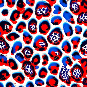 Red + White + Blue Leopard Print Seamless Background Pattern ...