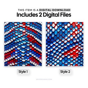Red + White + Blue Reptile Snakeskin Seamless Background Texture - Exotic Animal Skin Snake ...