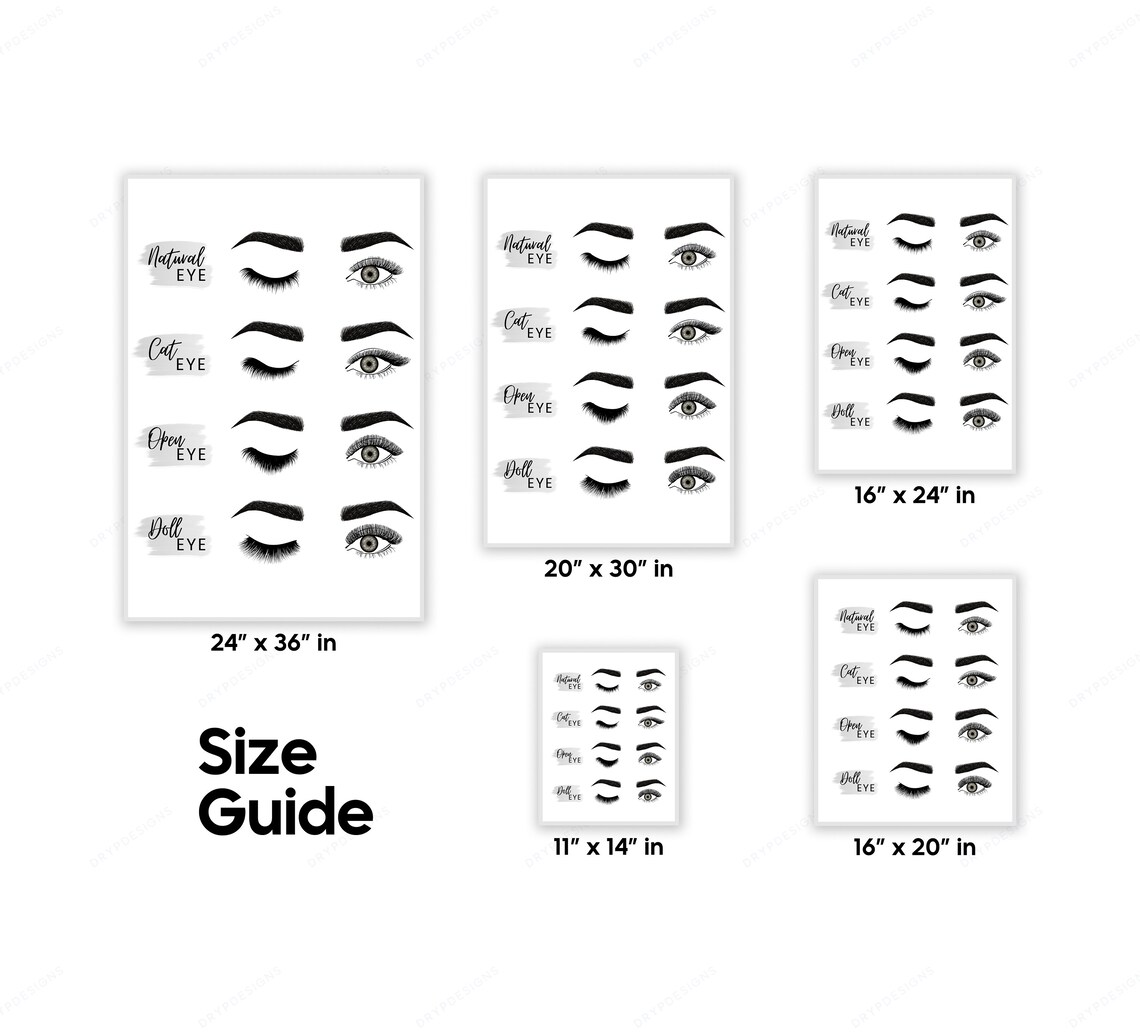 Eyelash Extension Style Chart Digital Art Print Bold Hazel - Etsy