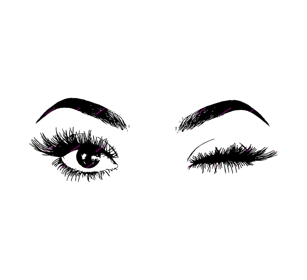 Doll Eyelashes Winking SVG + PNG Graphic - Hand Drawn Lash Extension ...