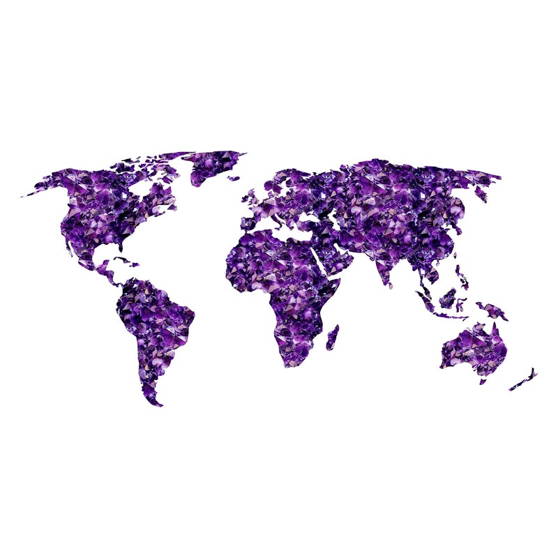 Purple World Map - Etsy