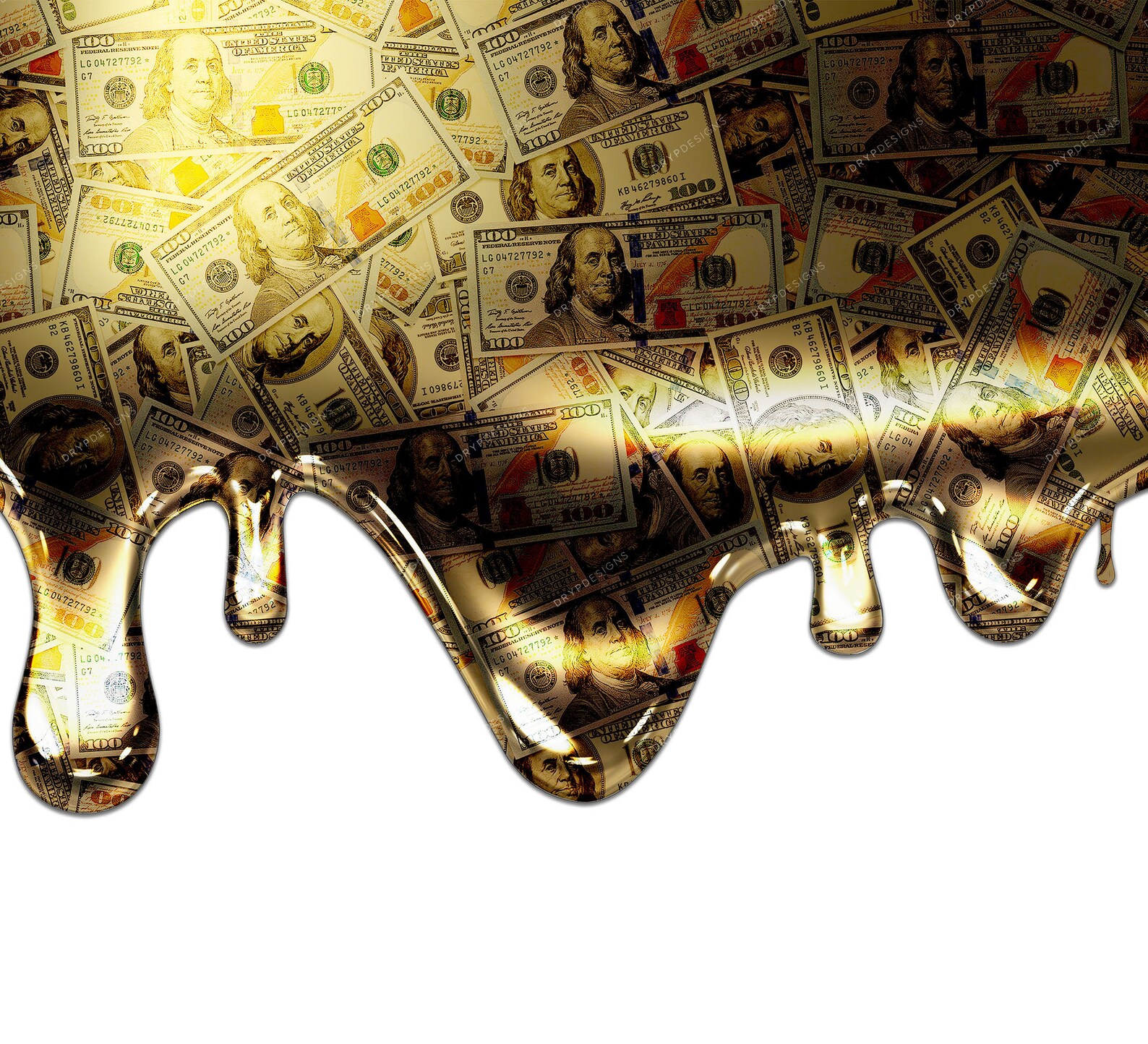 Pink + Gold Dripping Money PNG Overlay Digital Background - Liquid Gold ...