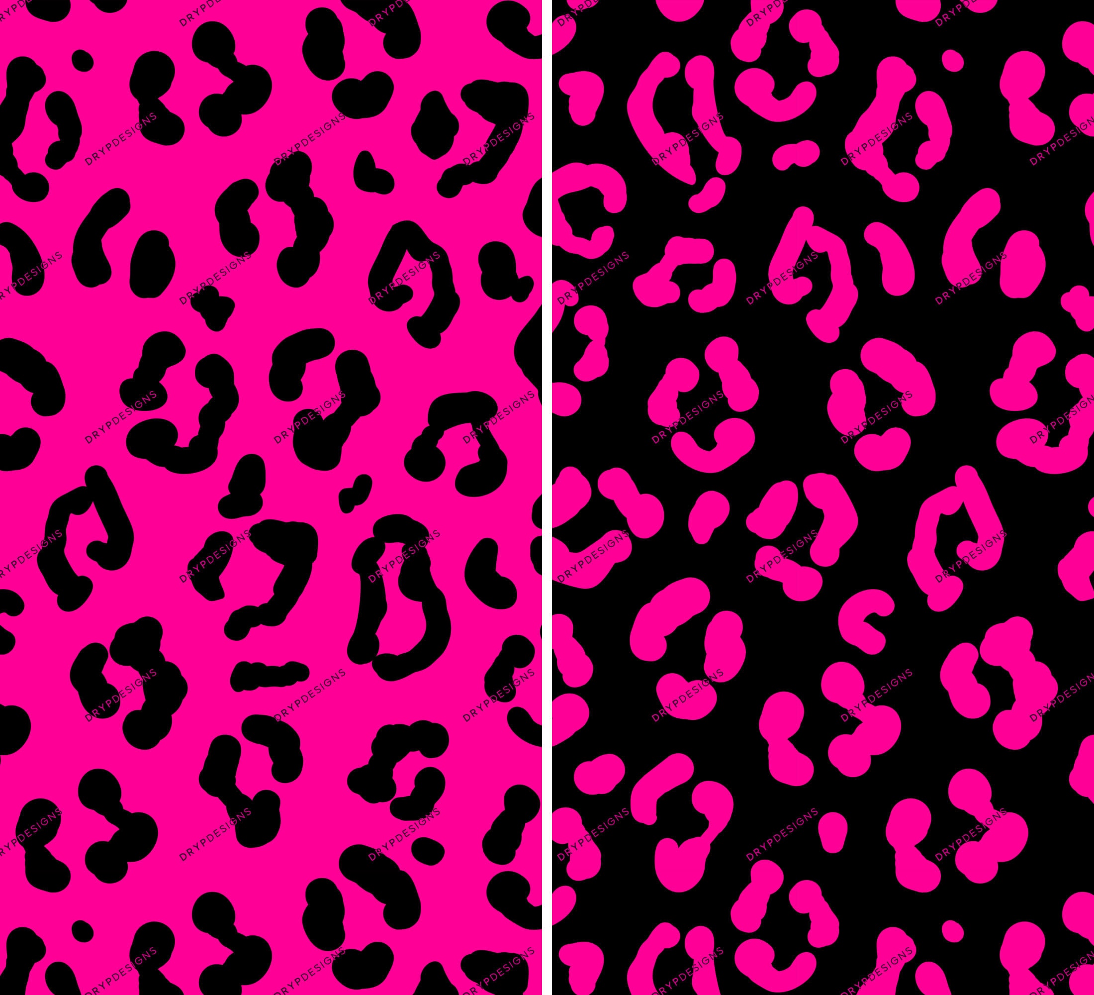 Hot Pink Black Leopard Print Seamless Digital Paper - Etsy