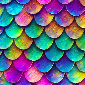 Rainbow Mermaid Scales Seamless Digital Paper Background - Vibrant ...