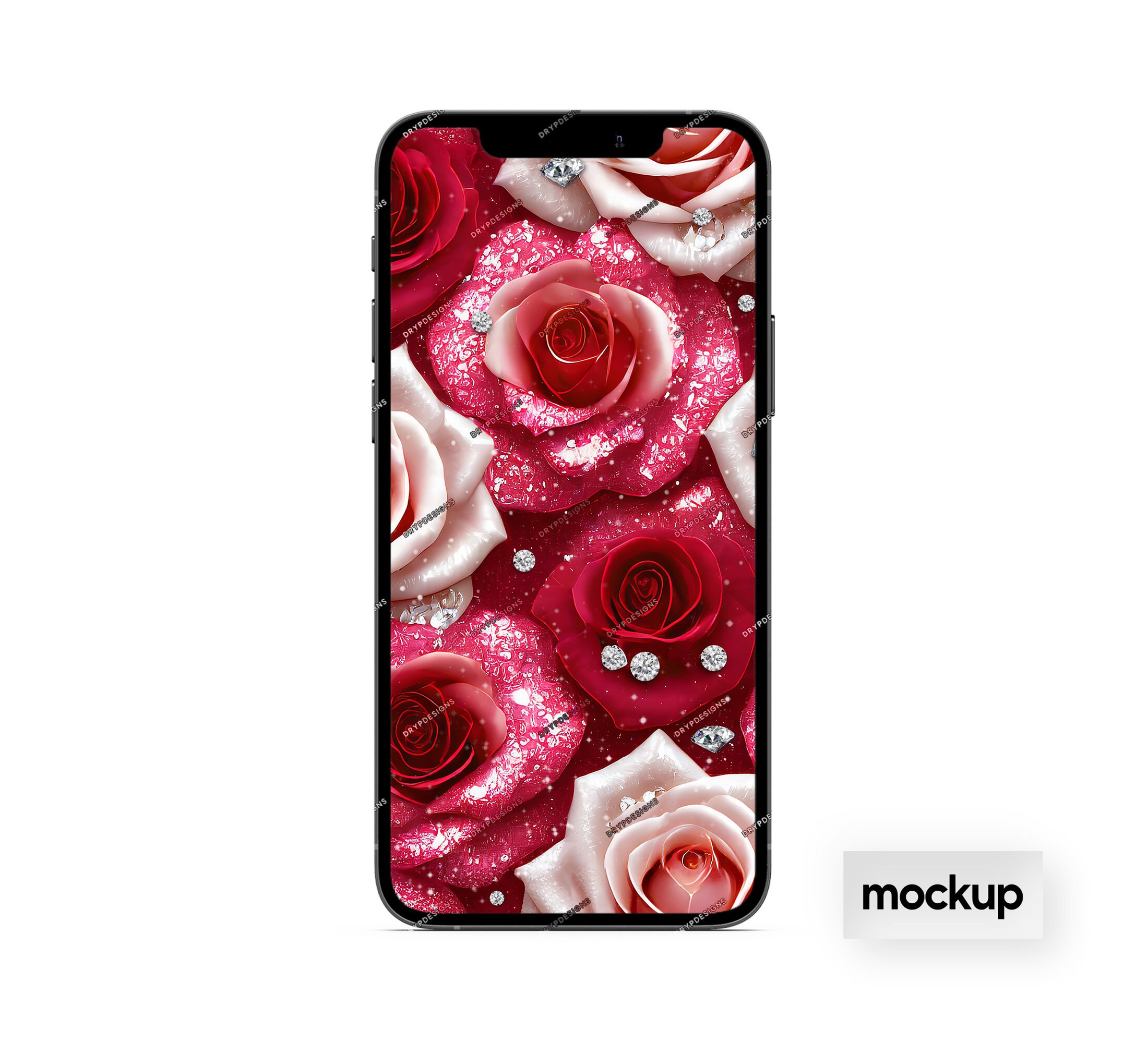 Red + Pink Diamond Roses Seamless Digital Paper Background - Realistic ...