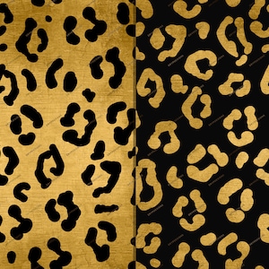 Black + Gold Seamless Leopard Print Background Pattern - Metallic ...