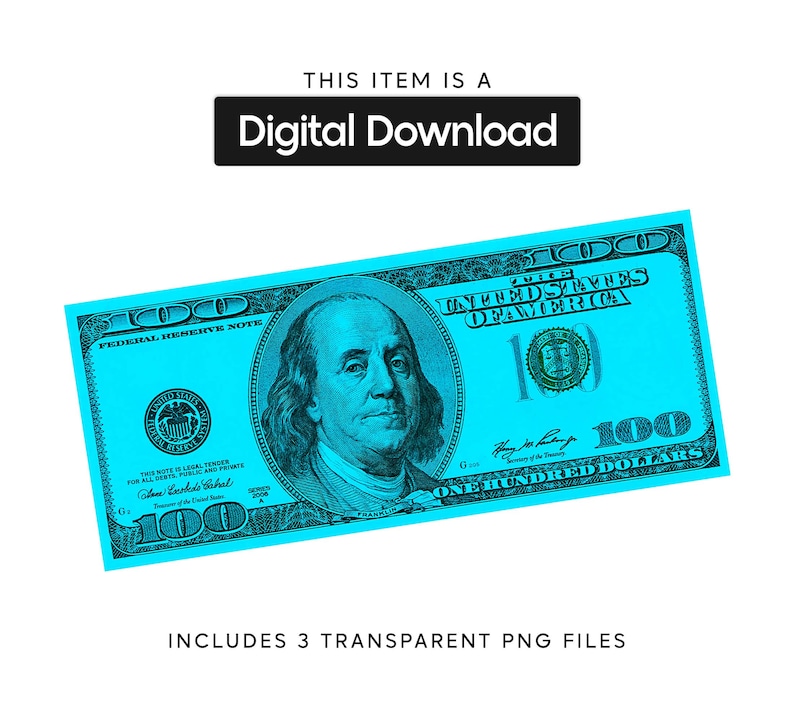 Blue 100 Dollar Bill Money PNG - US One Hundred Dollar Bill Front Side ...