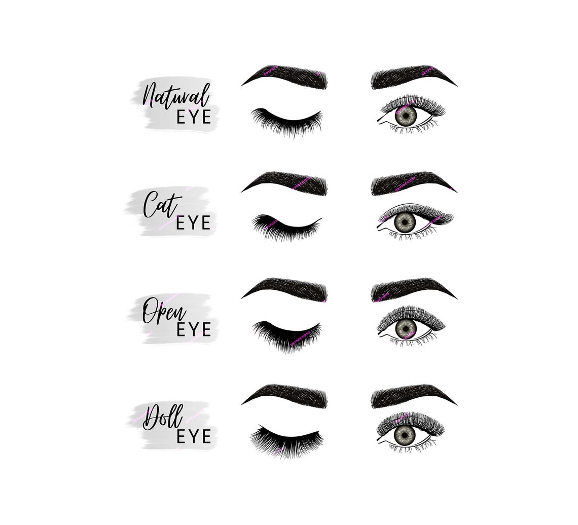 Eyelash Extension Style Chart Digital Art Print Bold Hazel - Etsy