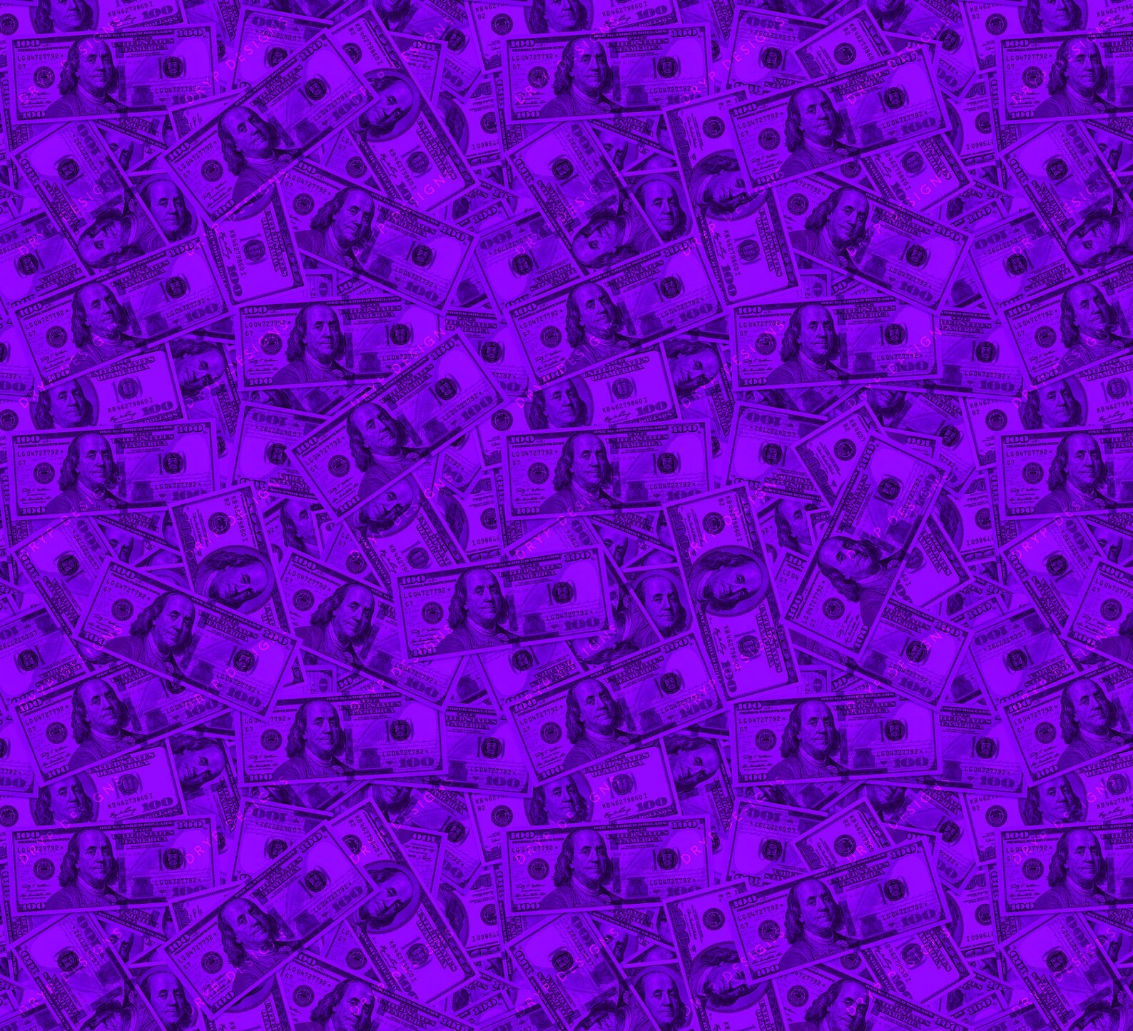 Purple Money Background - 100 Dollar Bills Seamless Digital Paper Cash ...