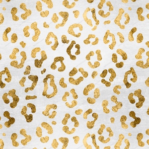 White + Gold Shimmer Leopard Print Seamless Pattern - Luxurious Animal ...