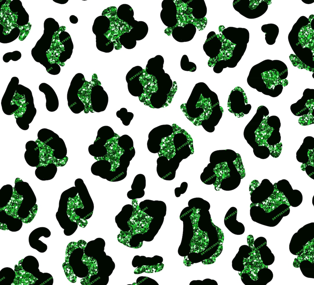 Green Glitter Leopard Print PNG - Seamless Leopard Pattern Overlay ...