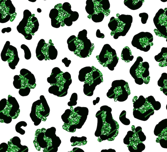 Green Glitter Leopard Print PNG Seamless Leopard Pattern - Etsy