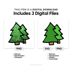 Glitter Christmas Tree Illustration PNG SVG Graphic Winter Glitter ...
