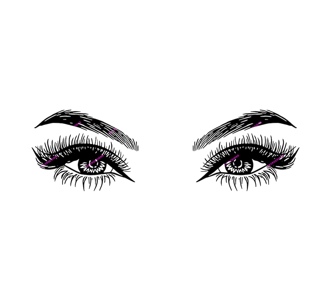 Full Cat Eye Lashes SVG + PNG Graphic - Hand Drawn Eyelash Extension ...