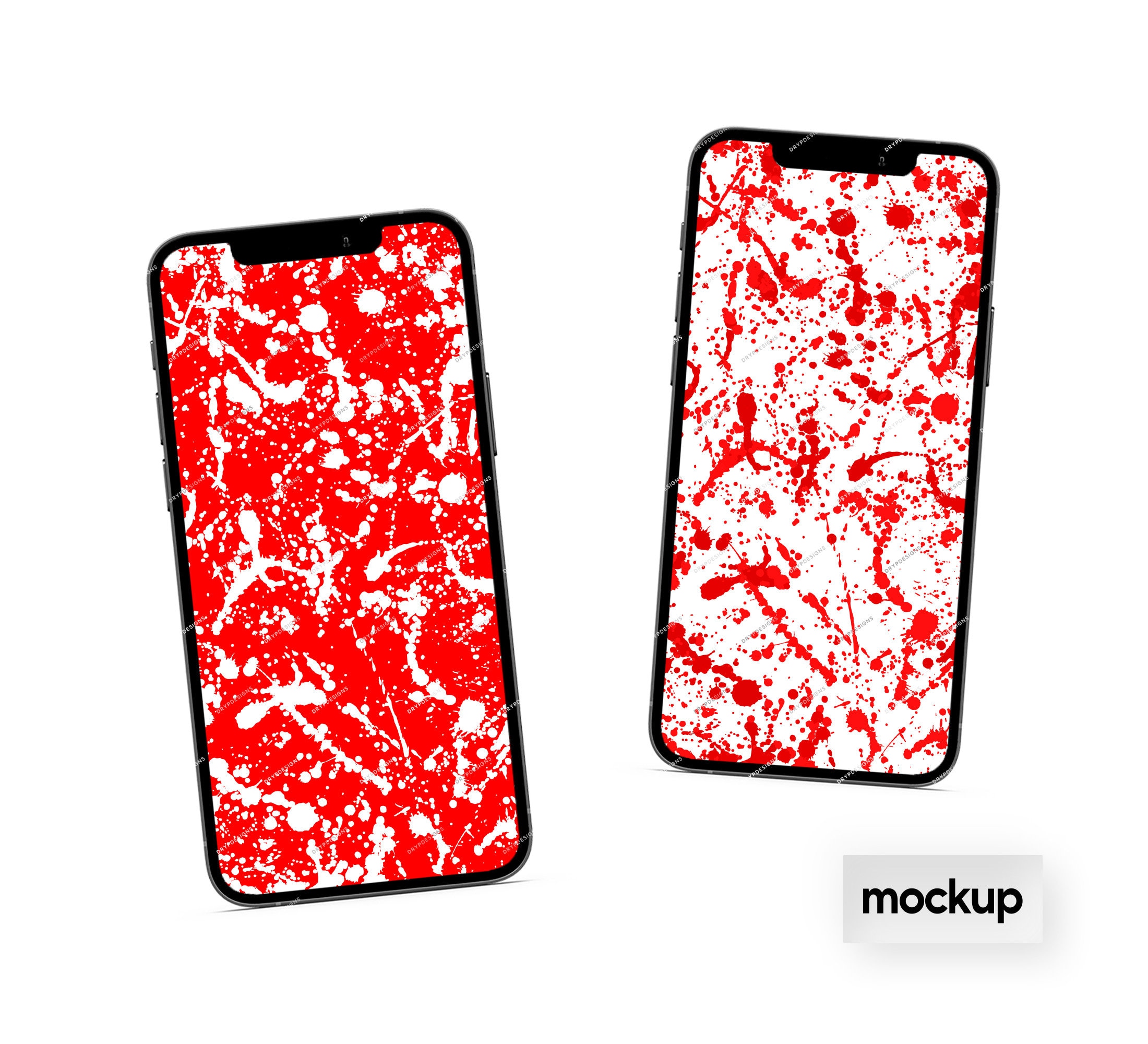 Red + White Paint Splatter Seamless Digital Paper Background - Paint ...