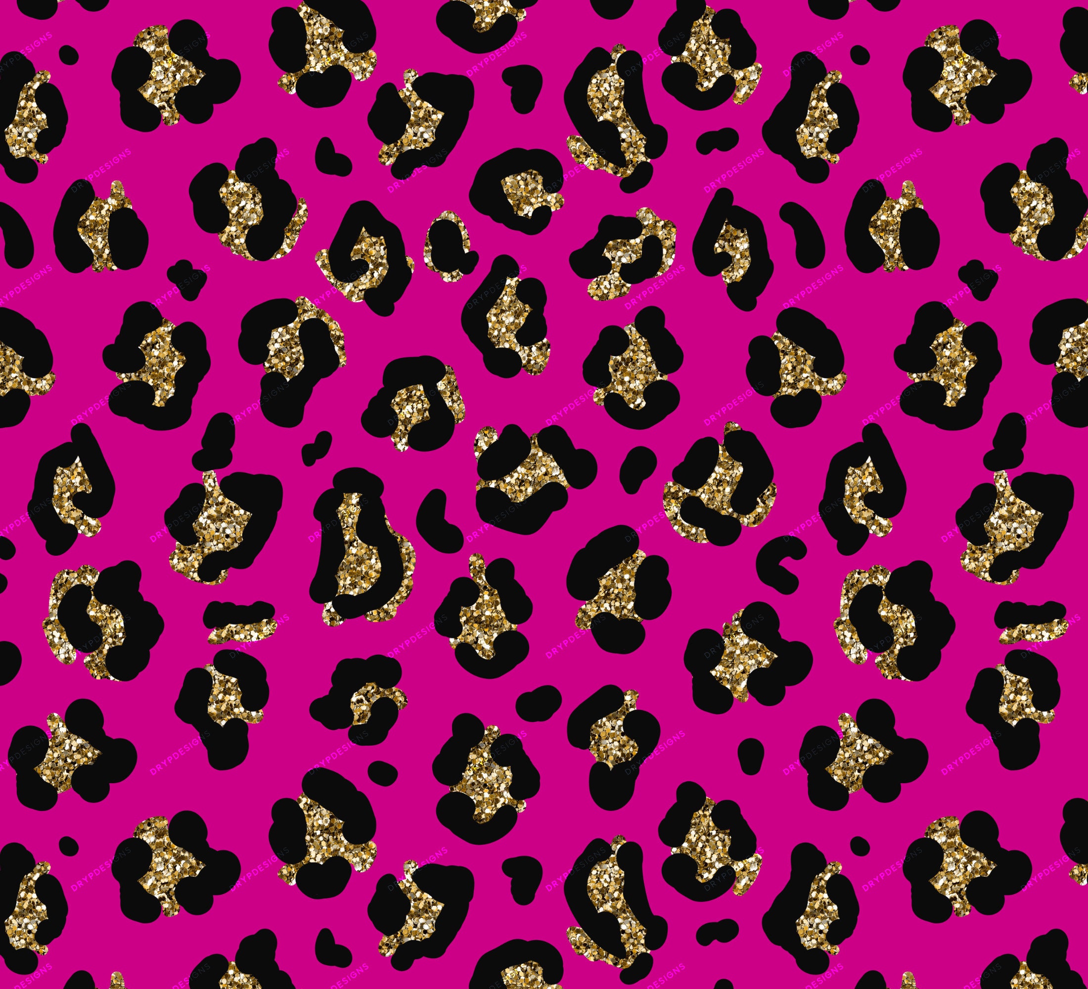 Pink + Gold Glitter Leopard Print Seamless Digital Paper Background ...