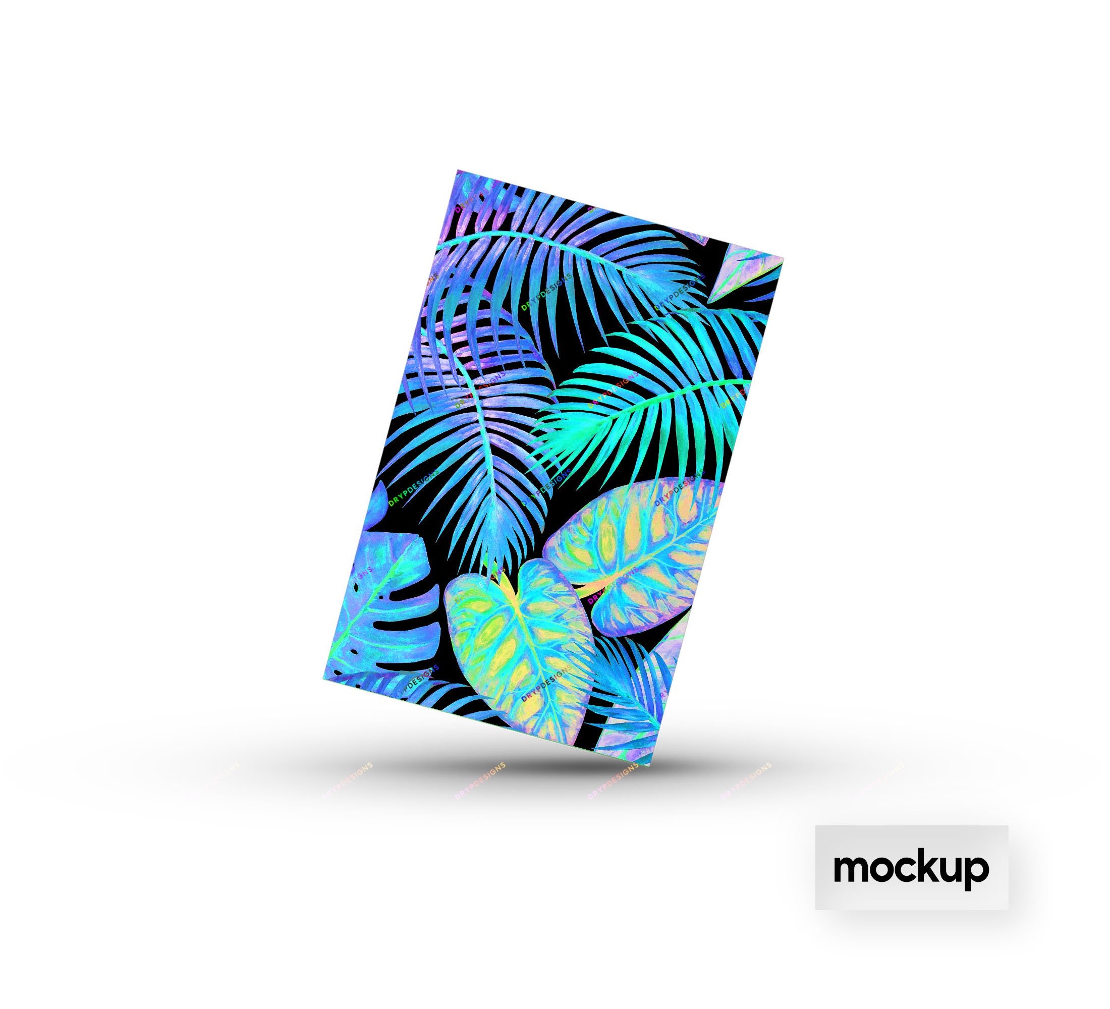 Holographic Neon Tropical Plants Seamless Digital Paper Background ...
