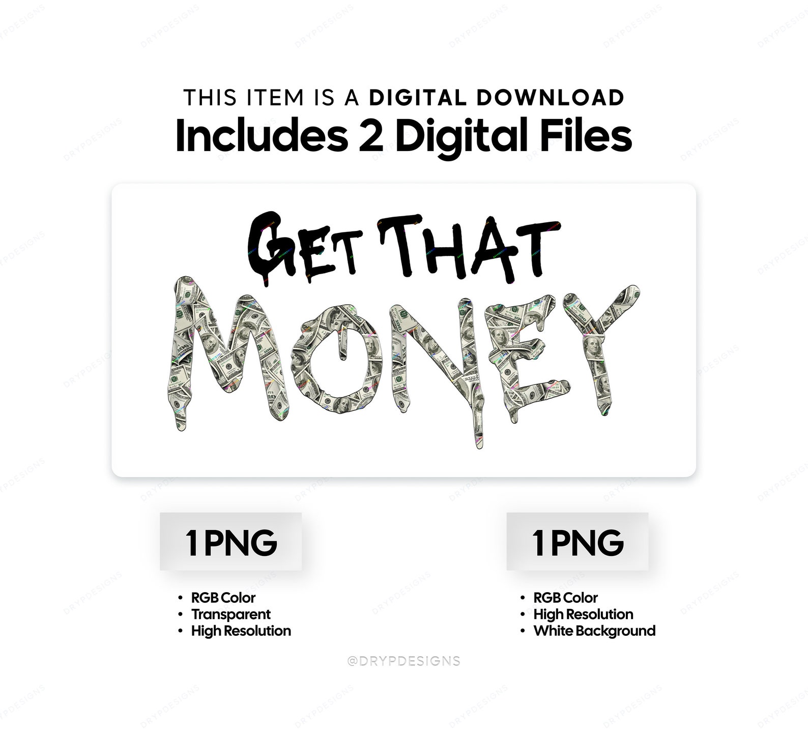 Get That Money PNG Text Graphic - Font Money Pattern Entrepreneur Words ...