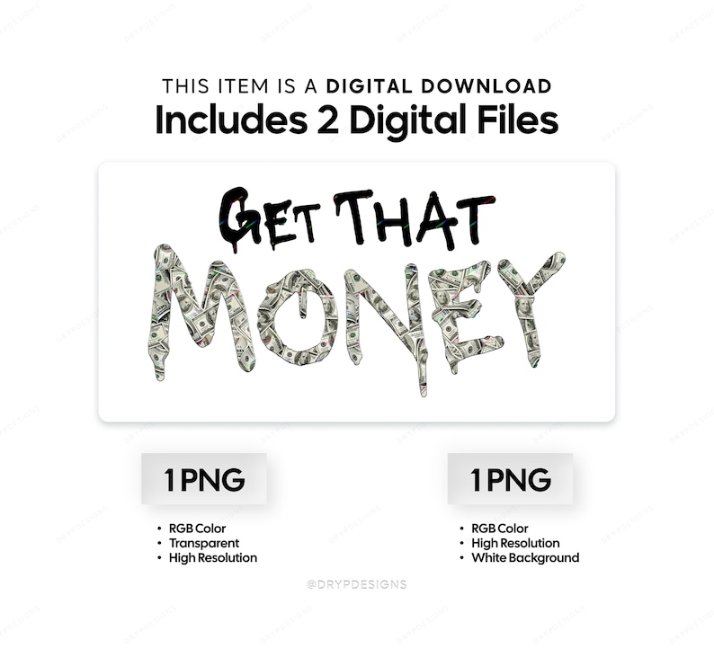 Get That Money PNG Text Graphic - Font Money Pattern Entrepreneur Words ...