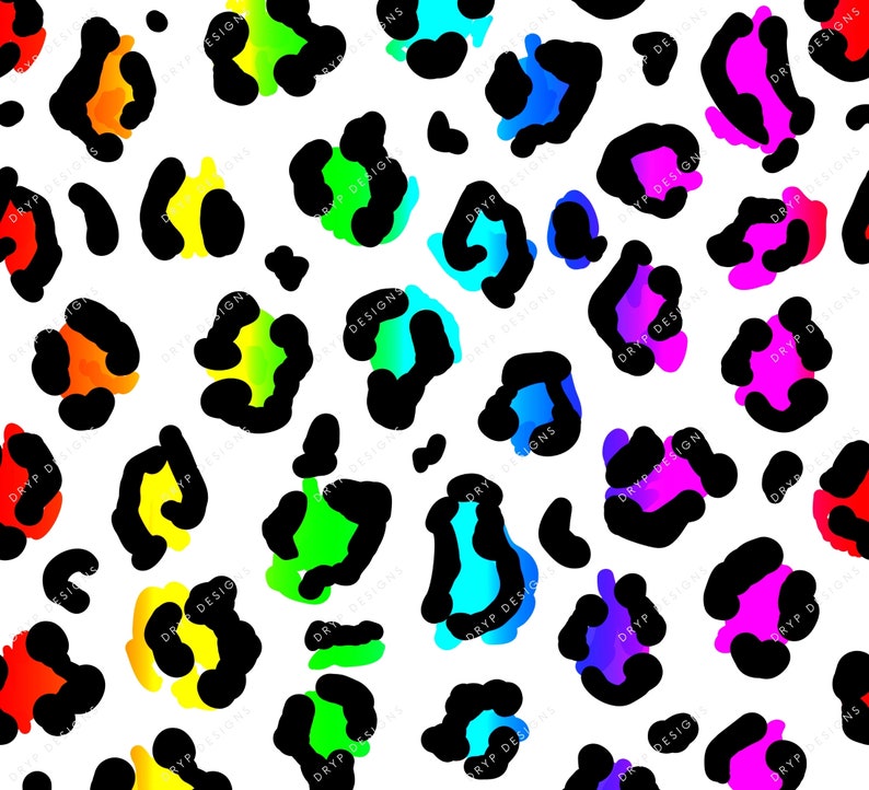 Colorful Neon Rainbow Leopard Print PNG Seamless Pattern - Etsy