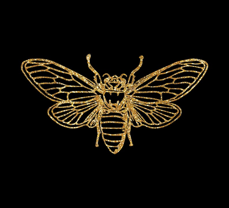 Gold Glitter Bee PNG - Transparent Gold Bee Outline Clipart Digital ...