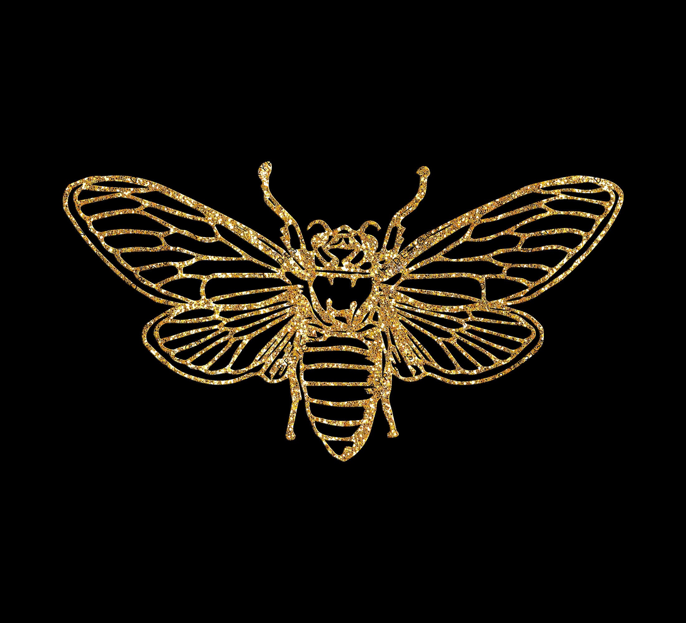 Gold Glitter Bee PNG - Transparent Gold Bee Outline Clipart Digital ...