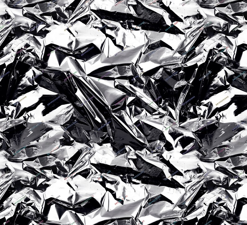 Crinkled Aluminum Foil Seamless Background Texture - Luxurious Silver ...