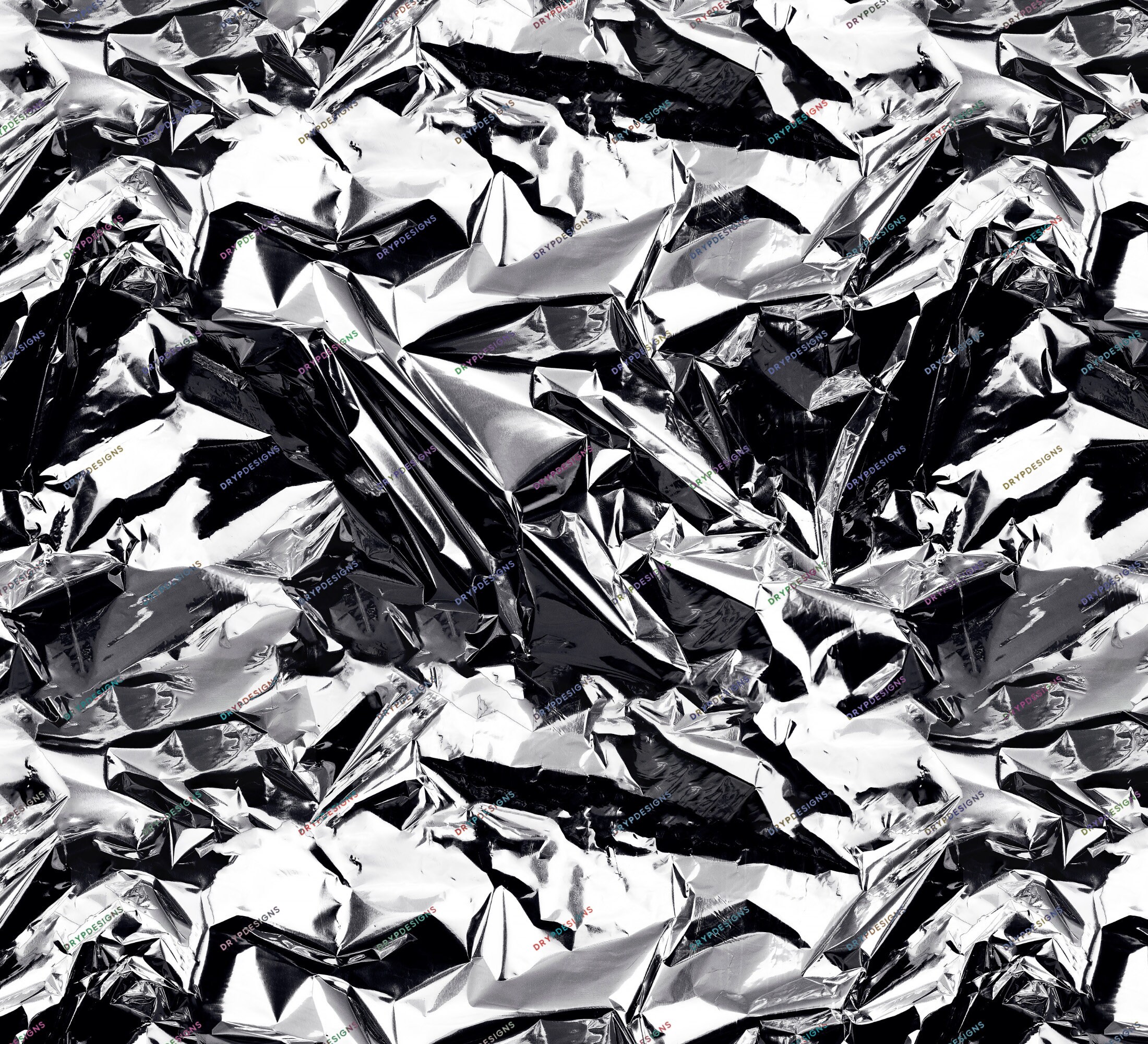 Crinkled Aluminum Foil Seamless Background Texture - Luxurious Silver ...